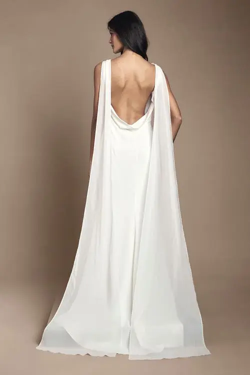 Coast Petite Chiffon Maxi Dress With Cowl Back - Ivory