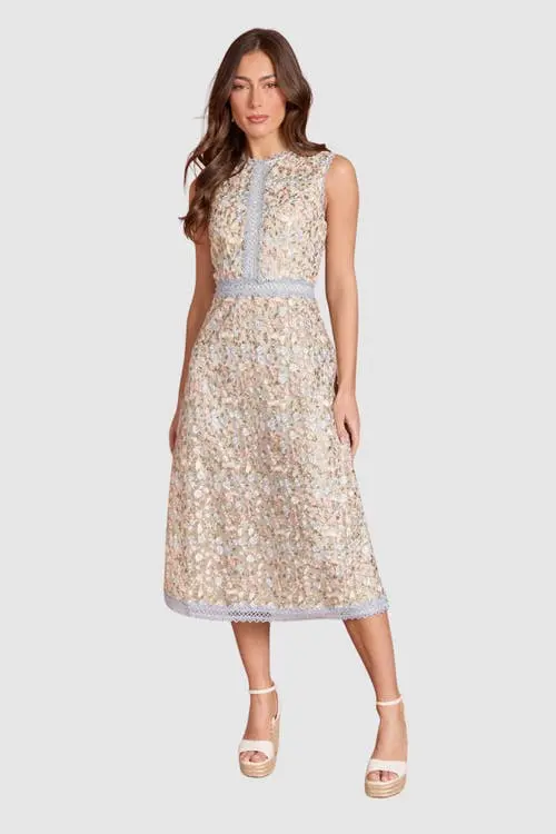 Coast Embroidered Floral Fitted Midi Dress - Ivory