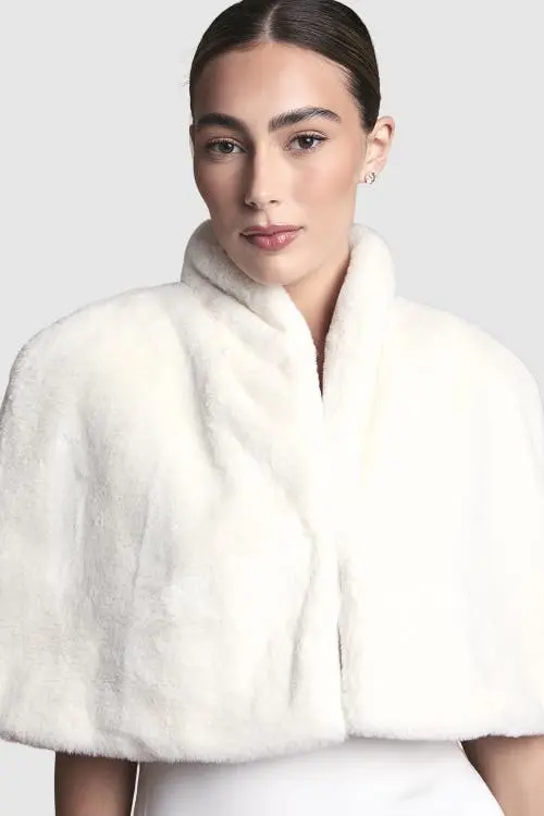 Coast Faux Fur Cropped Cape - Ivory