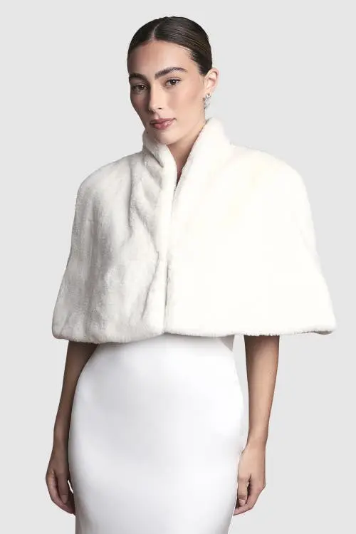 Coast Faux Fur Cropped Cape - Ivory