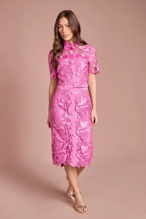 Coast Lace Embroidered Pencil Skirt
