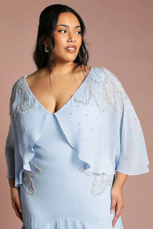 Coast Embellished Cape Sleeve Midi Dress