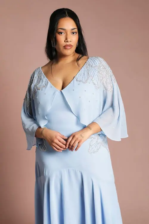 Coast Embellished Cape Sleeve Midi Dress