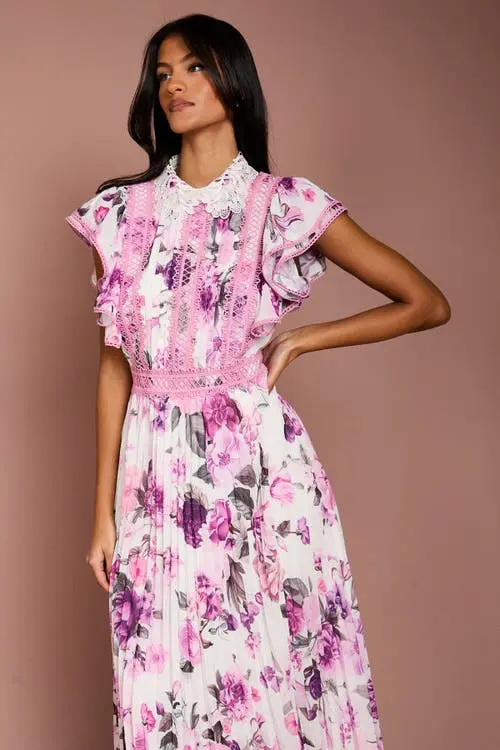 Coast Petite Lace Collar Frill Maxi Dress