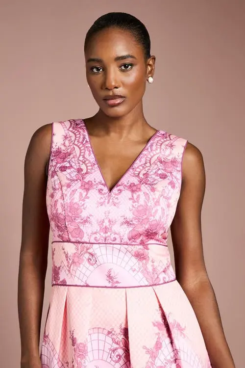 Coast V-neck Floral Print Satin Midi Dress