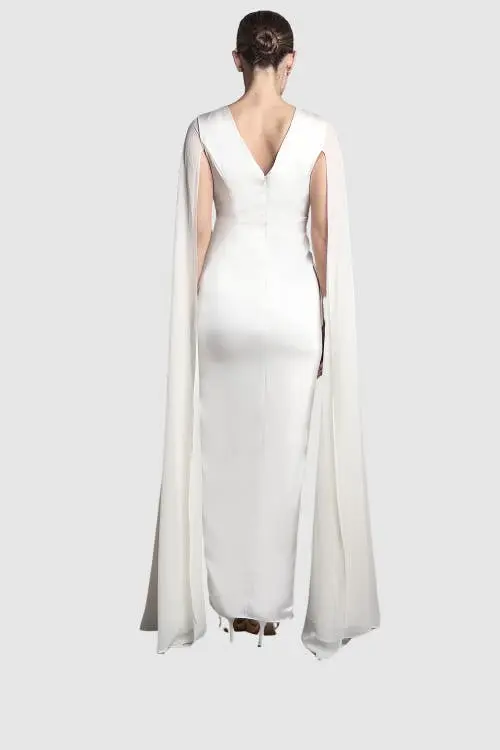 Coast Cape Sleeve Satin Maxi Dress