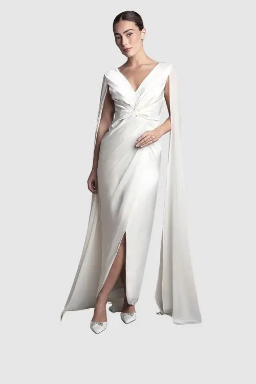 Coast Cape Sleeve Satin Maxi Dress - Ivory