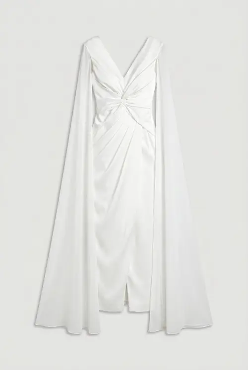 Coast Cape Sleeve Satin Maxi Dress