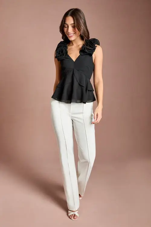 Coast Floral Chiffon V-neck Peplum Top