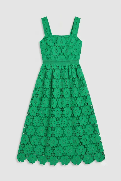 OASIS Floral Lace Square Neck Midi Dress