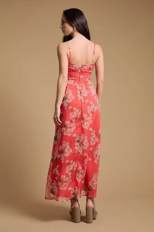OASIS Lace Panelled Waist Pleated Maxi Dress