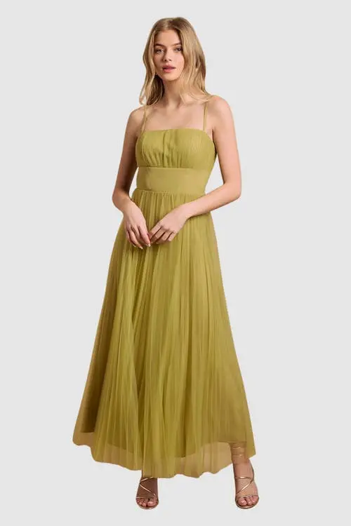 OASIS Corset Detail Maxi Dress - Soft Lime