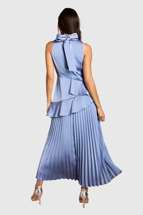 Coast Satin Crepe High Neck Pleated Midi Dress