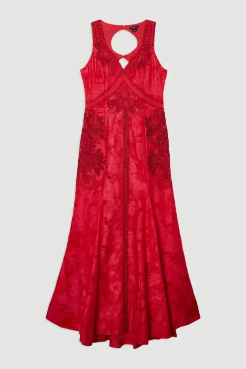 Karen Millen Beaded Open Back Maxi Dress