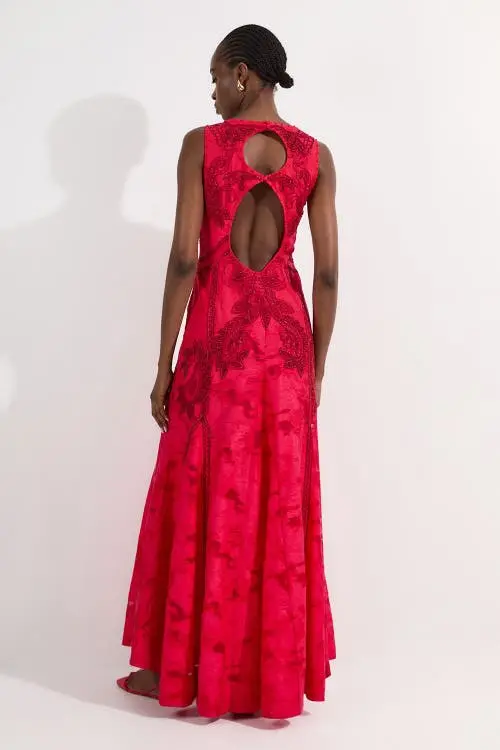 Karen Millen Beaded Open Back Maxi Dress