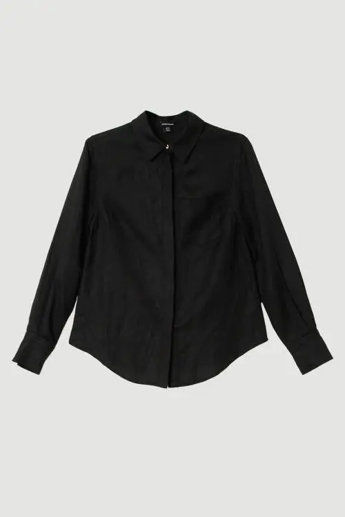 Karen Millen Linen Blend Long Sleeve Shirt