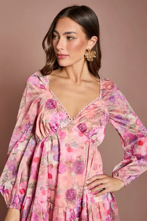 Coast Printed Fit & Flare Maxi Dress With Balloon Sleeves