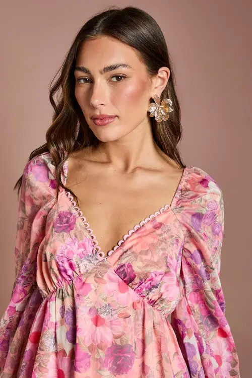 Coast Printed Fit & Flare Maxi Dress With Balloon Sleeves