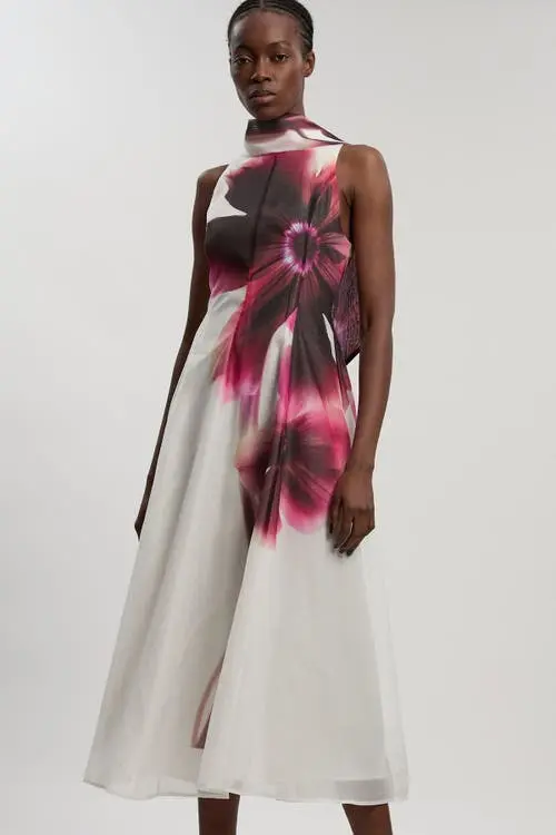 Karen Millen Sleeveless High Neck Midi Dress