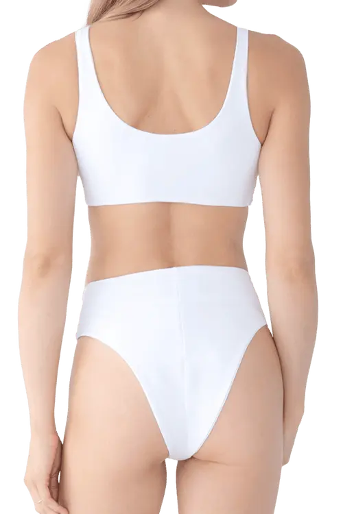 SELF-ADORE Celeste Hand Beaded Bikini Top - White