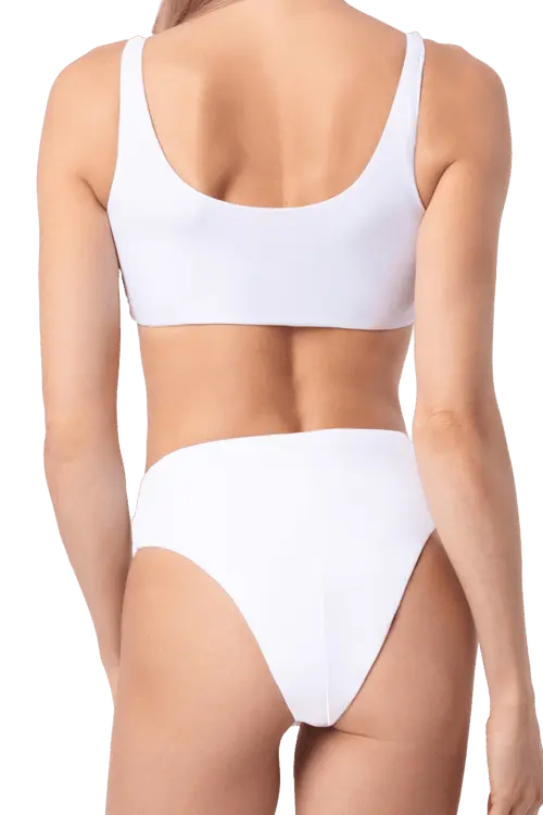 SELF-ADORE Kiss Hand Beaded Bikini Top - White