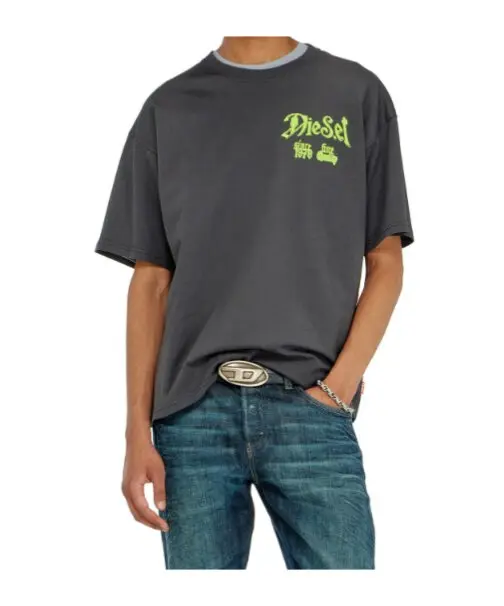 DIESEL® Cotton T-shirt With Flock Graphic
