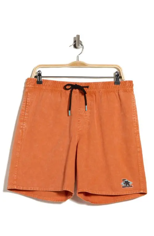 GOTCHA Highland Park Cotton Shorts With Drawstring Waist And Logo Patch - Canyon Sun