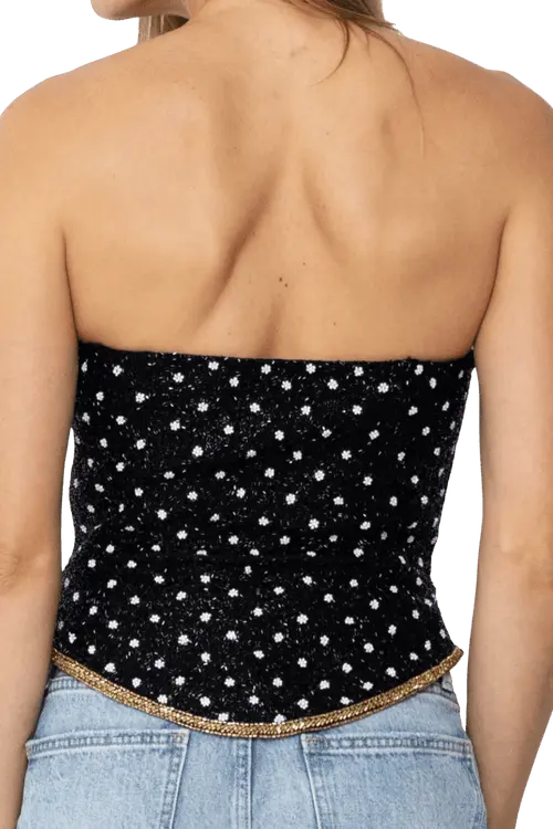 SELF-ADORE Perla Hand Beaded Embellished Corset Top - Black