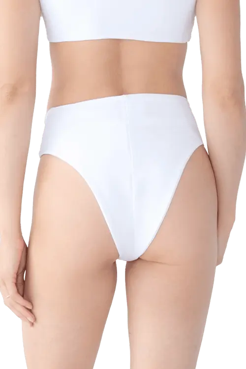 SELF-ADORE Celeste Hand Beaded High Waisted Bikini Bottom - White