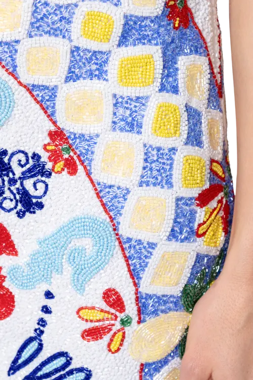 SELF-ADORE Senorita Hand Beaded Embellished Mini Dress