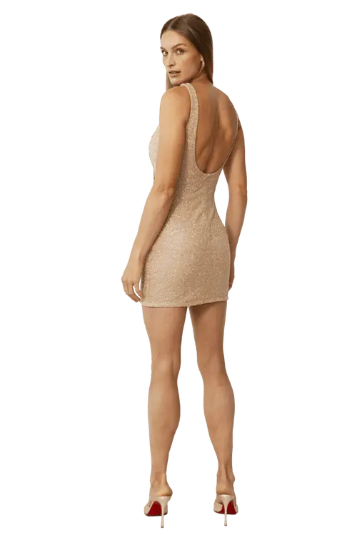 SELF-ADORE Majesty Hand Beaded Embellished Mini Dress