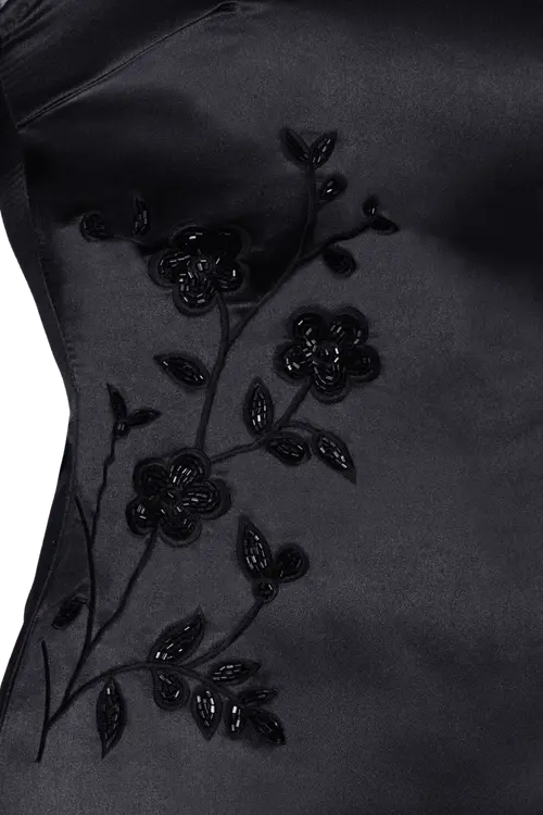 SELF-ADORE Fleur Luxe Hand Beaded Satin Embellished Mini Dress