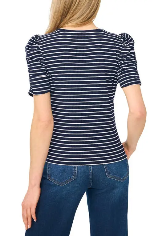 Halogen Puff Sleeve Stripe Tee - Classic Navy