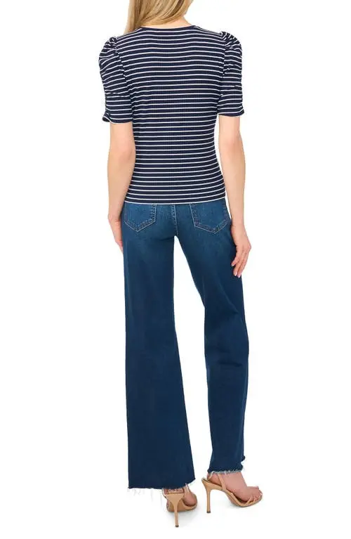 Halogen Puff Sleeve Stripe Tee - Classic Navy