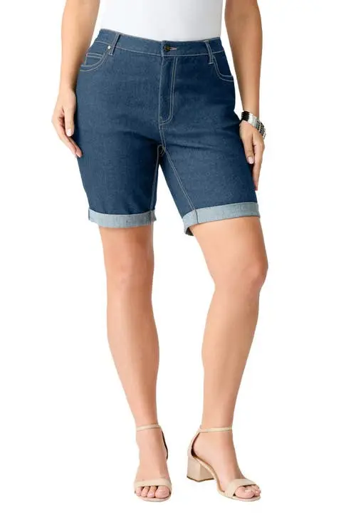 Roaman's 7 Cuffed Short - Medium Stonewash