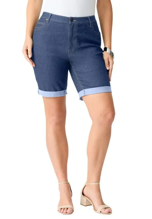 Roaman's 7 Cuffed Short - Medium Wash