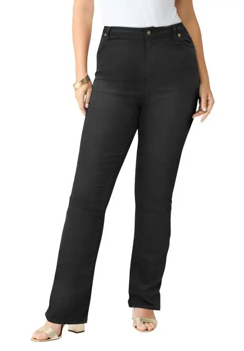 Roaman's High-rise Stretch Bootcut Jeans - Black Denim