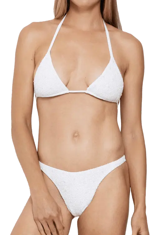 SELF-ADORE Forever Hand Beaded Triangle Bikini Top