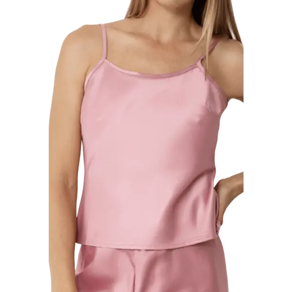 SELF-ADORE Olivette Satin Feel Cropped Top - Blush Pink