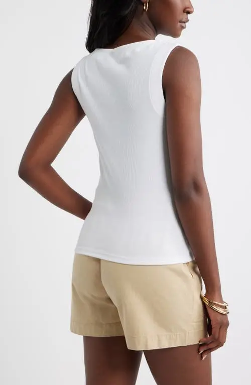 Caslon Boat Neck Rib Tank - White