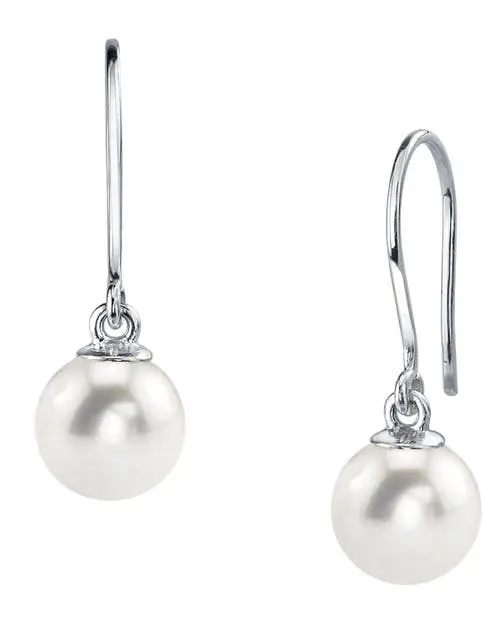 THE PEARL SOURCE Freshwater Pearl Dangle Earrings - White Gold