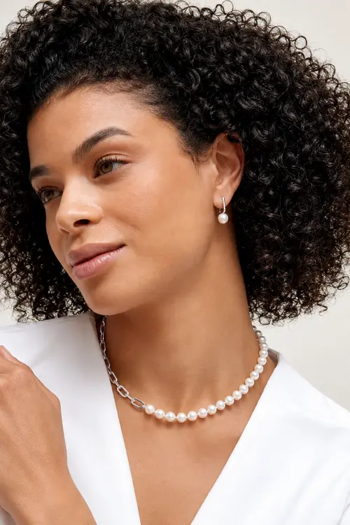 THE PEARL SOURCE Japanese Akoya Pearl Huggie Susie Earrings