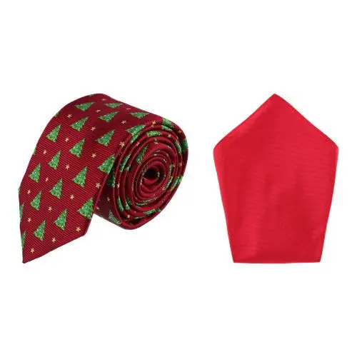 Trafalgar Christmas Tie And Pocket Square Bundle - Red