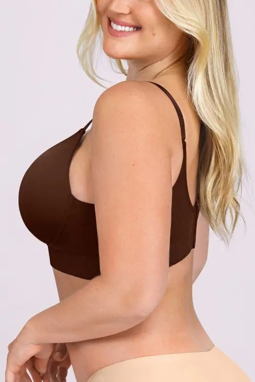 SHAPELLX Everyday Back Smoothing Wireless Push-up Bra - Brown