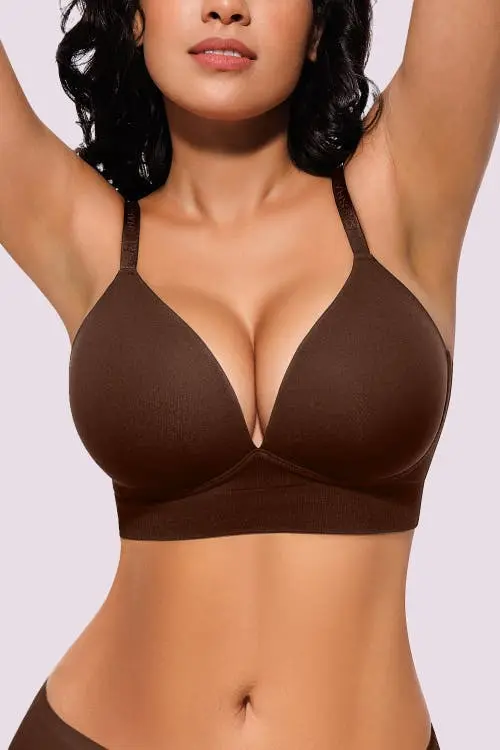 SHAPELLX Everyday Back Smoothing Wireless Push-up Bra - Brown