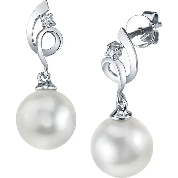 THE PEARL SOURCE 14k Gold South Sea Pearl & Diamond Symphony Earrings - White Gold