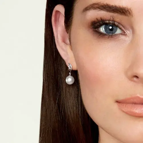 THE PEARL SOURCE 14k Gold South Sea Pearl & Diamond Symphony Earrings - White Gold