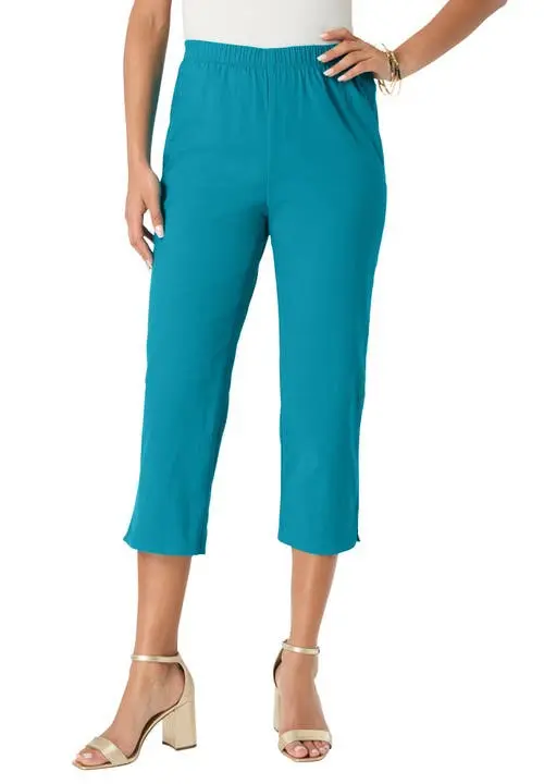 ROAMAN'S Comfort Stretch Capri Jean - Deep Turquoise