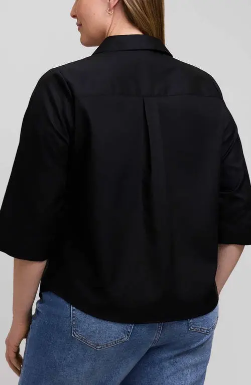 Foxcroft Cleo Pleated Cotton Blend Shirt - Black