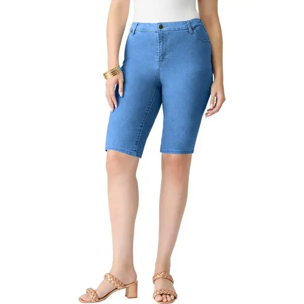 Roaman's 7 Stretch Bermuda Shorts - Light Stonewash